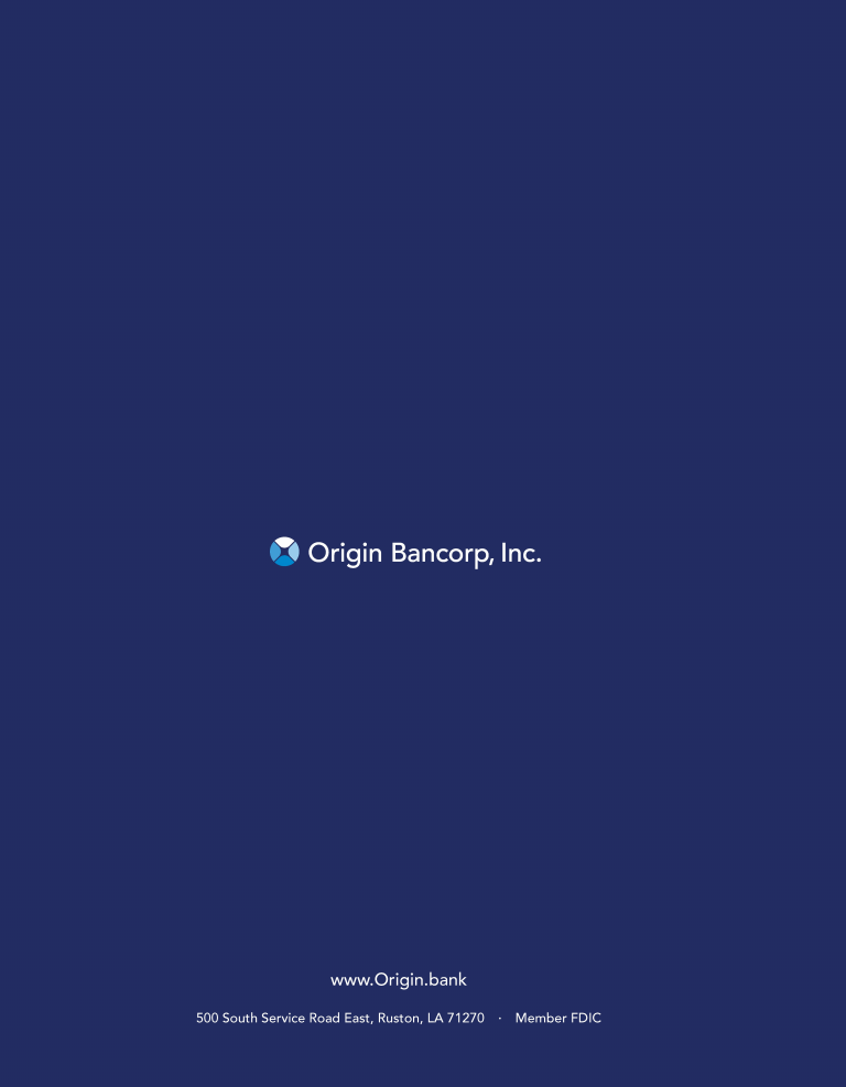 Origin Bancorp, Inc. 2021 Annual Report